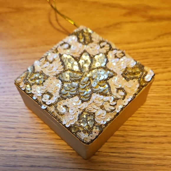 Accessories | 26 Gold And Cream Sequin Ornament Box | Poshmark